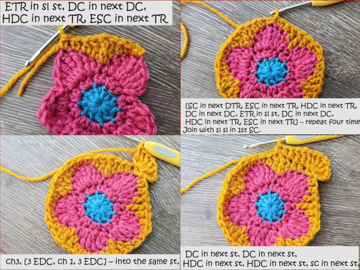 Free Crochet Daisy Flower Granny Square Pattern - Crochet Bits
