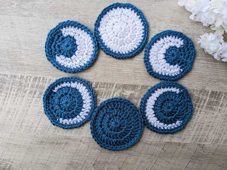 Free Crochet Moon Phases Pattern (New, Full, Half, Crescent, Gibbous ...