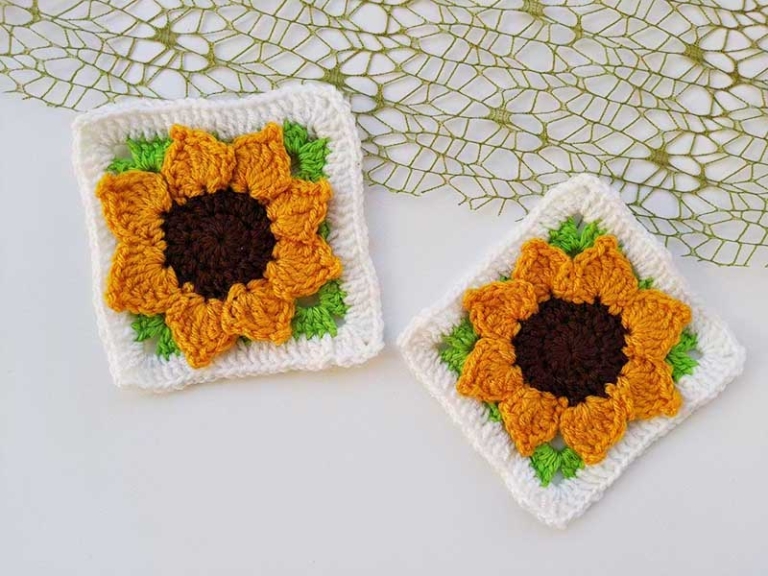 Free Crochet Sunflower Granny Square Pattern - Crochet Bits