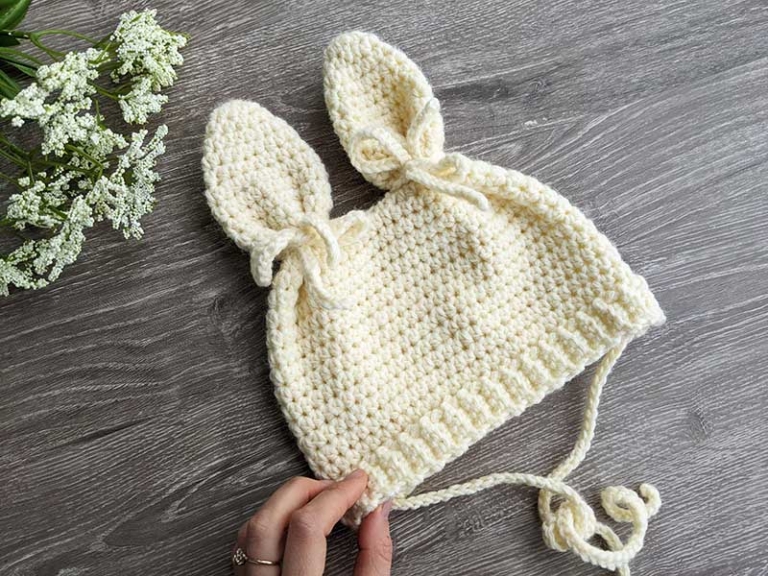 Free Crochet Easter Bunny Ears Baby Hat Pattern - Crochet Bits