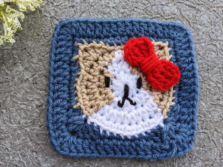 Free Crochet Cat Face Granny Square Pattern - Crochet Bits